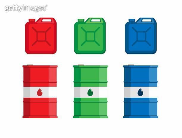 Jerry can and drum can gasoline oil icon symbol set flat illustration ...