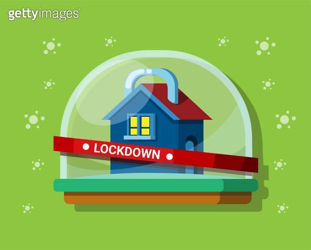 Lockdown - stay at home corona virus prevention symbol illustration ...