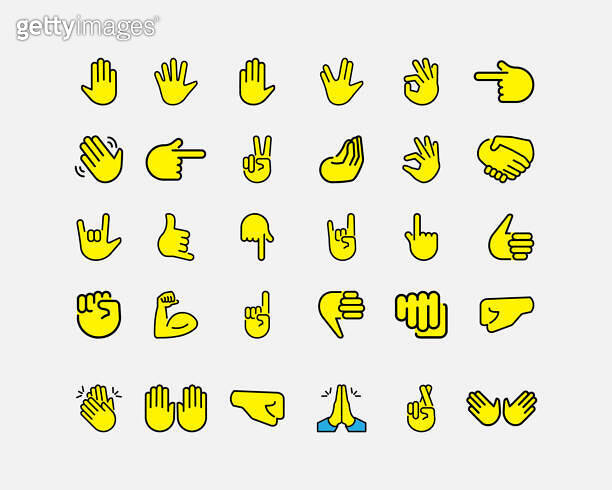 Set of hands icons and symbols. Emoji hand icons. Different gestures ...