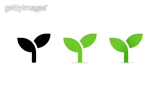 Sprout vector icons set. Sprout symbol in simple black, flat and ...