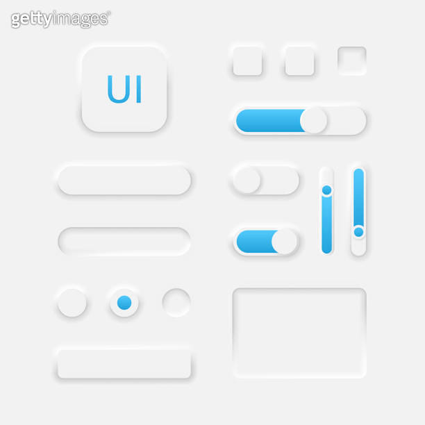 Neumorphic User interface elements for mobile app. UI icons set ...