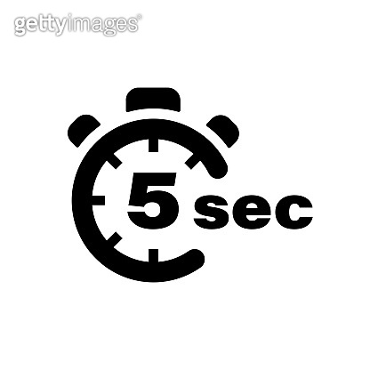 Five second vector icon. Time left symbol isolated. Stopwatch black ...