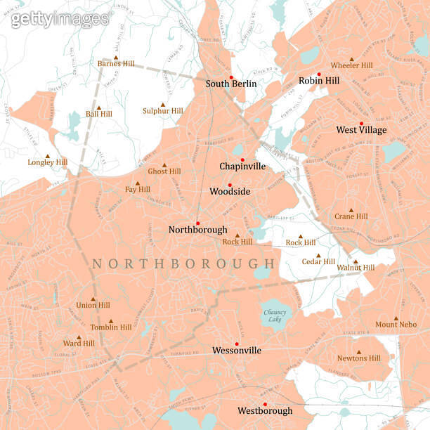 MA Worcester Northborough Vector Road Map 이미지 (1300997725) - 게티이미지뱅크