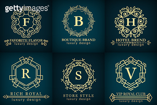 Vintage antique classic logos set. Template elegant modern Design for ...