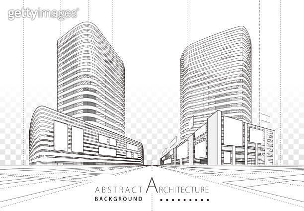 Architecture building construction perspective design, abstract modern ...