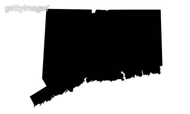 Black silhouette map of the states of Connecticut in the United States ...