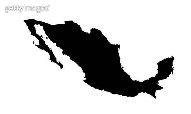 Black silhouette map of Mexico in North America 이미지 (1326028307) - 게티이미지뱅크