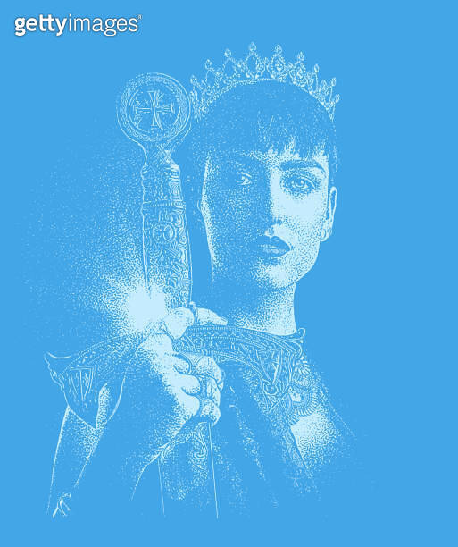 Strong woman with crown and sword (1303419328) 일러스트, 무료 일러스트 - 게티이미지뱅크