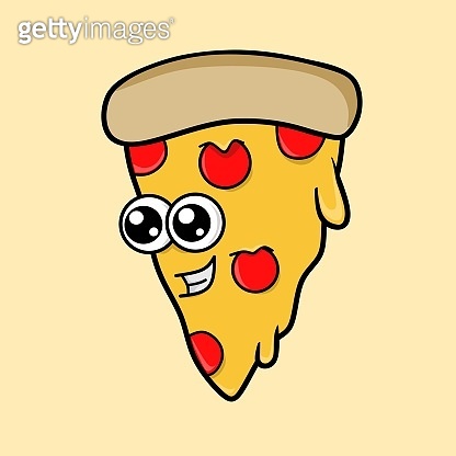 vector illustration of cute pizza logo design with eyes (1300604588 ...