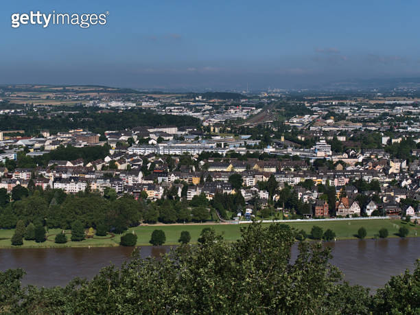 Beautiful aerial view of the northern part of city Koblenz (district ...