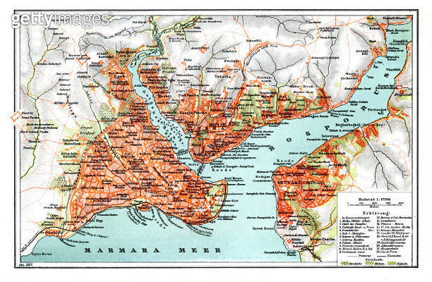 Map of Constantinople today Istanbul Turkey 1898 (1334244582) 일러스트, 무료 ...