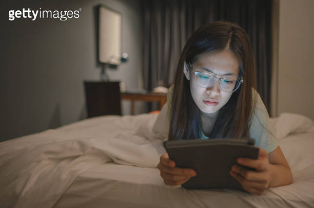 Nerd Asian gen z female feeling stress and depression about mistake ...