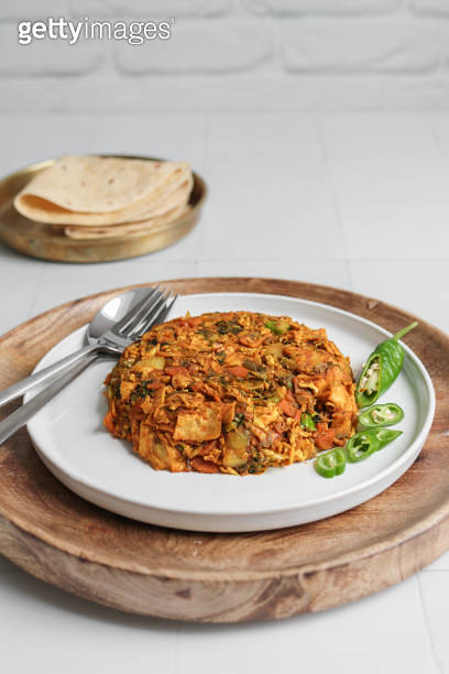 Sri Lankan Vegetable Kottu Roti with Chili and Chapatis (1322859377 ...