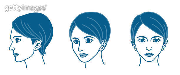 Woman's face - Three angles, single color 이미지 (1300488984) - 게티이미지뱅크