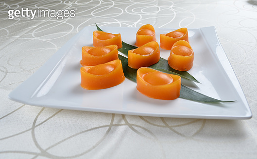 chinese sticky sweet brown sugar glutinous rice Nian gao in traditional ...