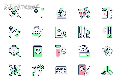 Coronavirus test line icons. Vector illustration include icon - vaccine ...