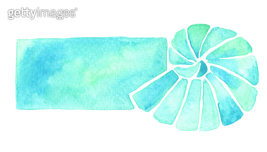 Sea shell and rectangle copy space watercolor hand painting for ...