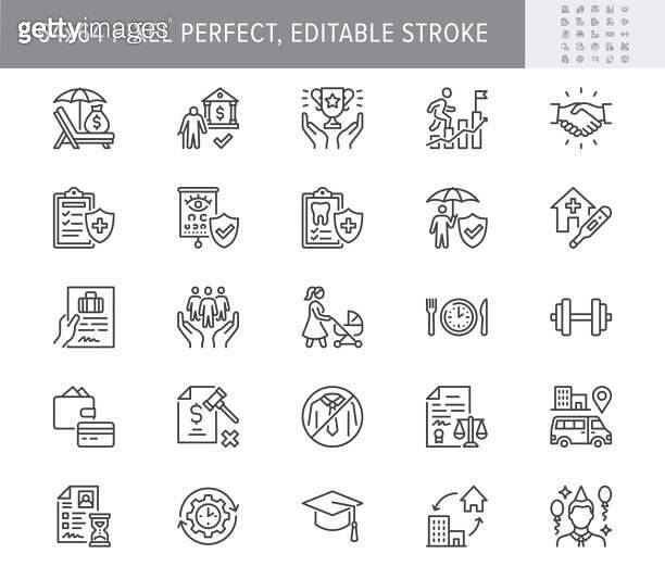 Employee benefits line icons. Vector illustration with icon - hr, perks ...