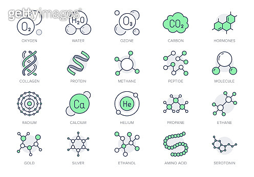 Molecule line icons. Vector illustration included icon amino acid ...