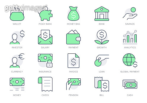 Finance savings simple line icons. Vector illustration with minimal ...