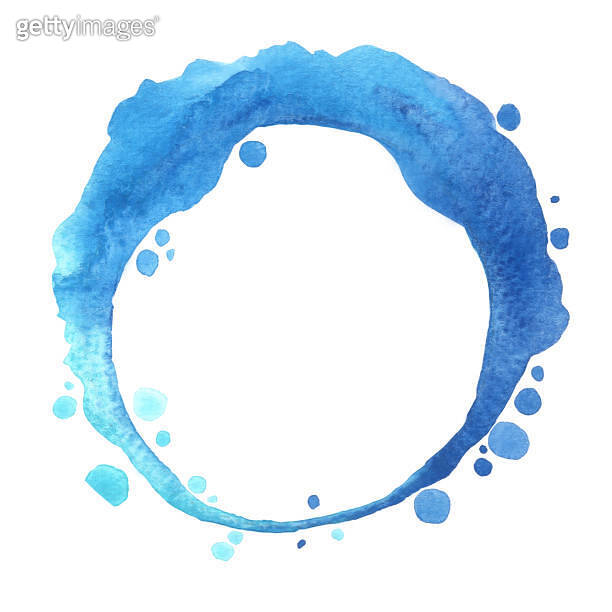 Blue sky splash wreath frame watercolor hand painting for decoration on ...