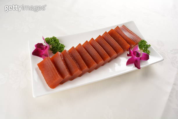 chinese sticky sweet brown sugar glutinous rice Nian gao in traditional ...