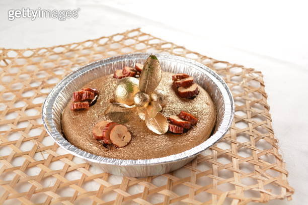 chinese sticky sweet brown sugar glutinous rice Nian gao in traditional ...