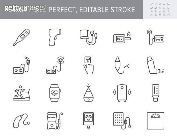 Personal medical devices line icons. Vector illustration include icon ...