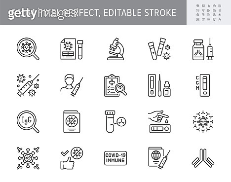 Coronavirus test line icons. Vector illustration include icon - vaccine ...