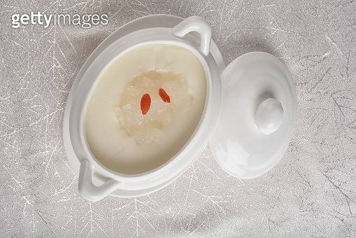 luxury Chinese chilled hashima with almond soybean pudding and herbal ...