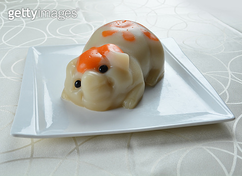 chinese sticky sweet brown sugar glutinous rice Nian gao in traditional ...