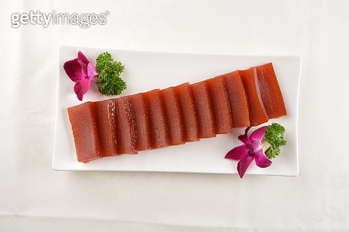 chinese sticky sweet brown sugar glutinous rice Nian gao in traditional ...