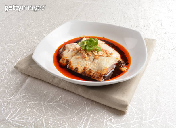 roasted cold white tender chicken in hot and spicy chilli oil chinese ...