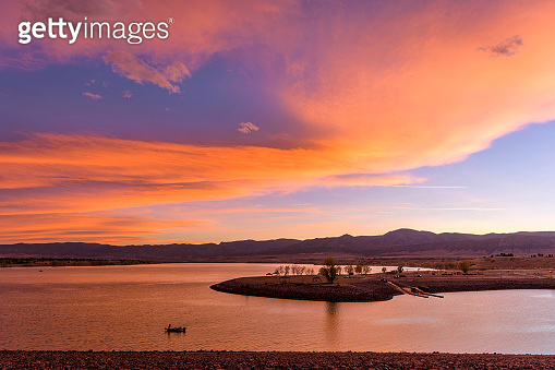 Autumn Sunset - Colorful Autumn sunset at North Boat Ramp of Chatfield ...