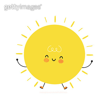 Cute funny Sun character. Vector hand drawn cartoon kawaii character ...
