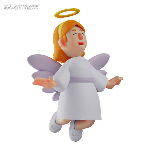3D Angel Cartoon Illustration ready to fly 이미지 (1332806594) - 게티이미지뱅크