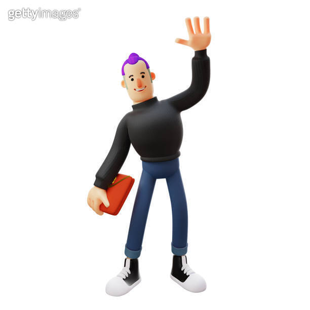 Smiling Cool Man 3D Cartoon Character Say Hi 이미지 (1325378624) - 게티이미지뱅크