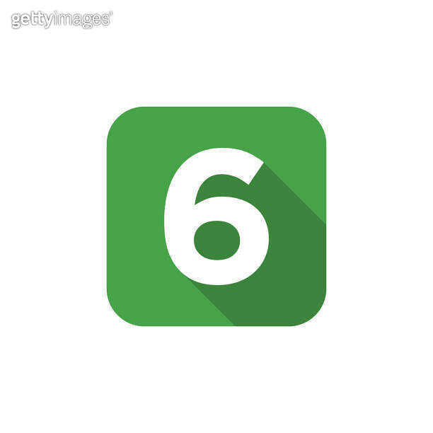 Alphabet, Text Symbol Flat Icon 6 Letter With Long Shadow Sign Template ...