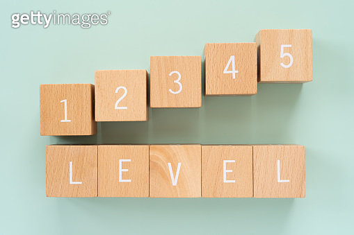 LEVEL; Seven wooden blocks with "LEVEL" text of concept. 이미지 ...