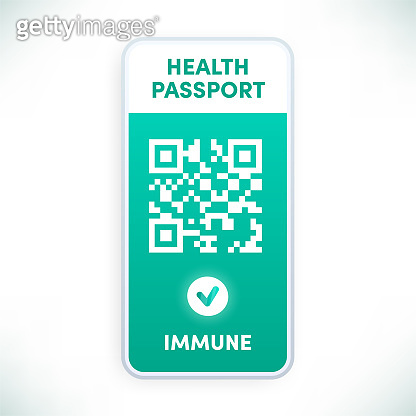 Health passport QR code on smartphone screen vector isometric ...