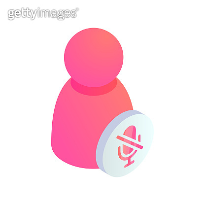 User with Mute Microphone icon. 3d no microphone sign, Muted person ...