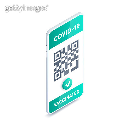 Electronic Covid-19 vaccine passport on smartphone screen with QR code ...