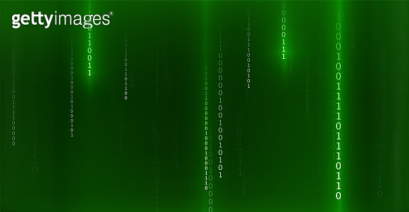 Matrix green background with binary numbers. Digital data code. Data ...