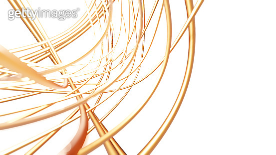 Abstract Gold torus 3D rendering multiple pattern, Network technology ...