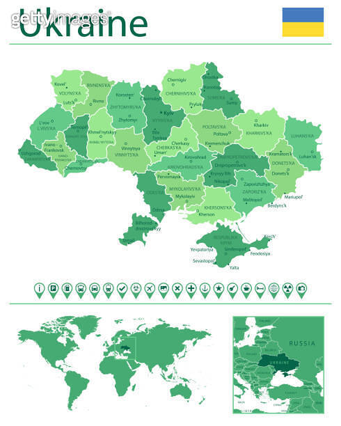 Ukraine detailed map and flag. Ukraine on world map. 이미지 (1308006185 ...