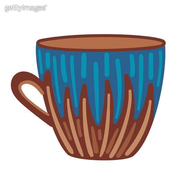 Vector flat illustration ceramic kitchenware, handmade cups. 이미지 ...