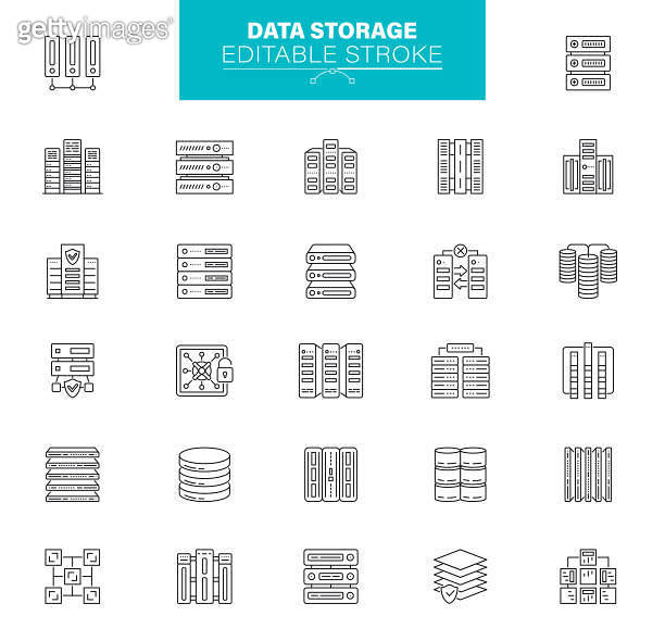 Data Storage Icons. The set contains icons as technology, database ...