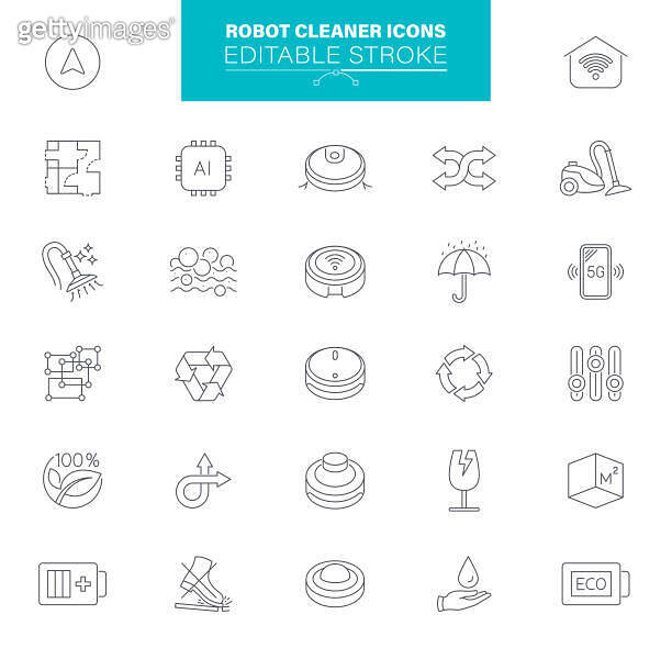 Robot Vacuum Cleaner Icons Editable Stroke. Contains such Icons as ...