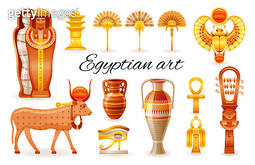 Ancient Egyptian art. Vector Egypt illustration. Pharaoh pyramid ...