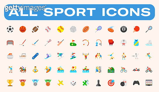 All Type of Sports Vector Icons Set. Sports, Leisure Games, Activities ...